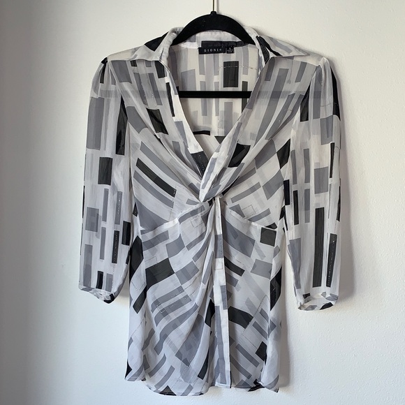 Sioni | Tops | Y2k Sioni Sheer Metallic Blouse | Poshmark